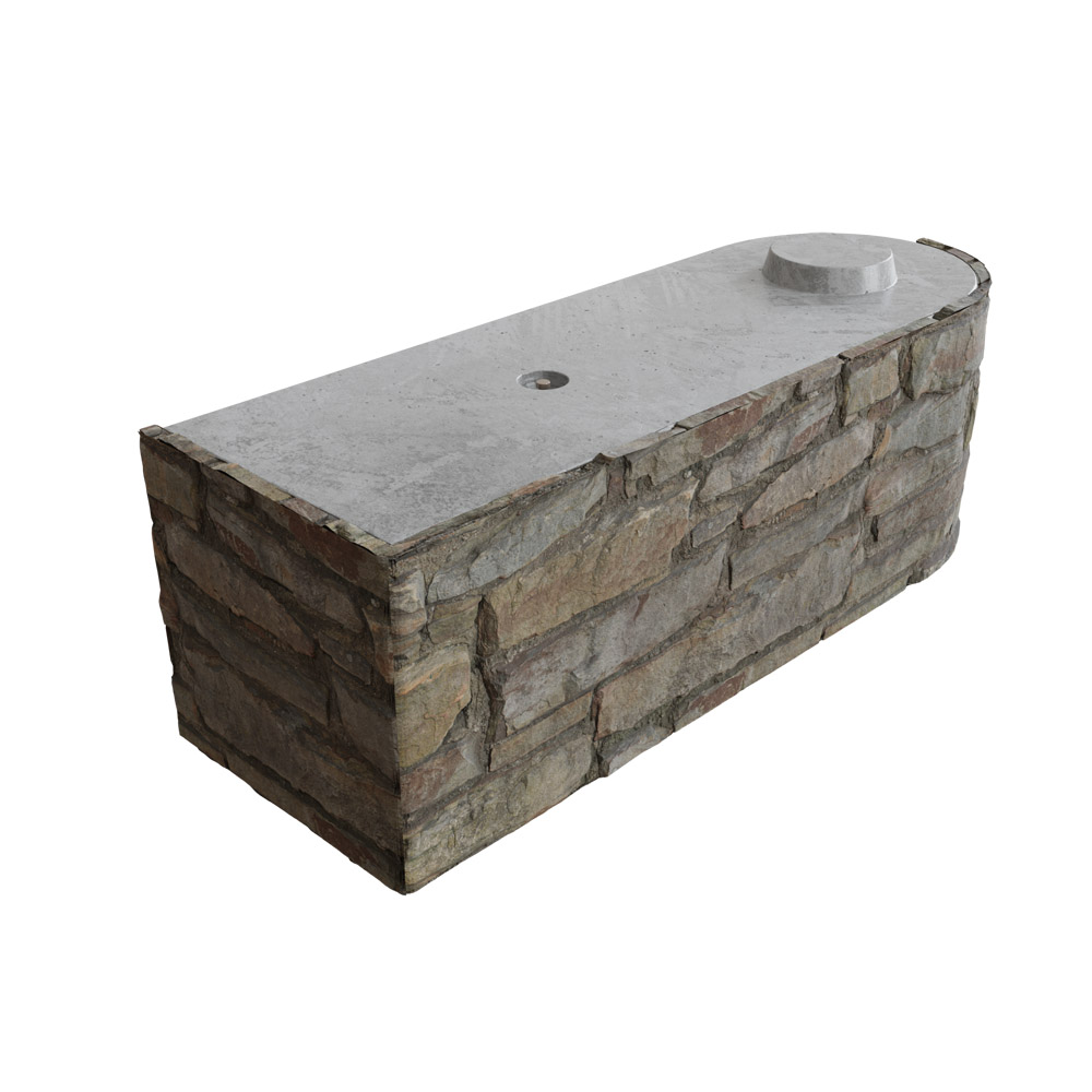 1800 x 600 x 600 Flat Top Stone Face Radius Return Concrete ...